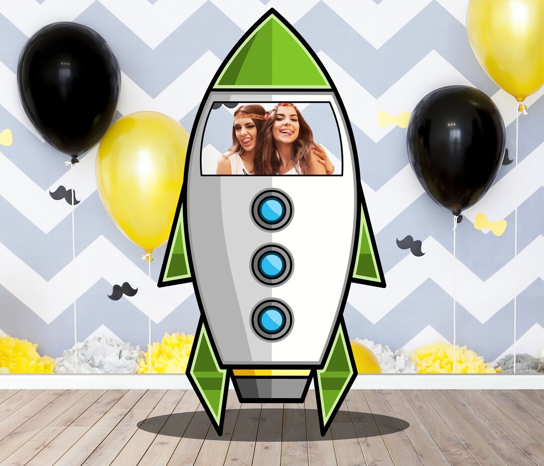 Green Rocket Ship Photo Prop, Vehicle Theme, Photo Booth Selfie Frame ...