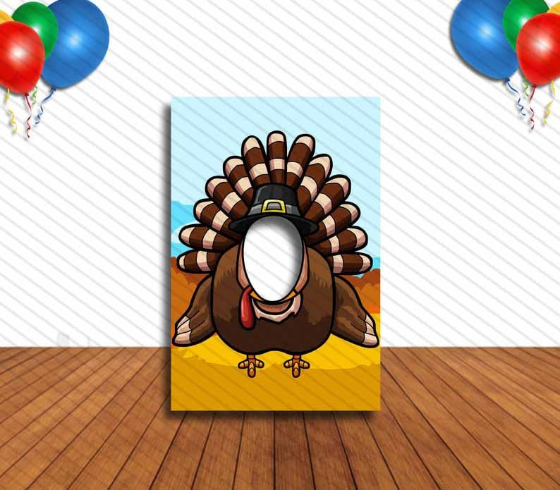 Turkey Photo Standee: Thanksgiving Party Decoration, Face Hole Cutout ...