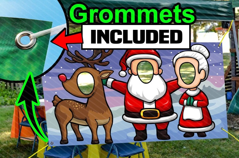 Santa Mrs.claus and Rudolph, Hole in Face, Party Selfie Photo Prop ...