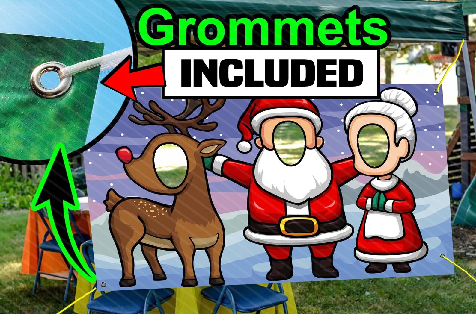 Santa Mrs.claus and Rudolph, Hole in Face, Party Selfie Photo Prop ...