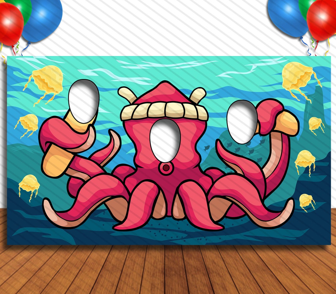 Giant Octopus Photo Booth Prop: DIY Underwater Party Selfie Standee ...