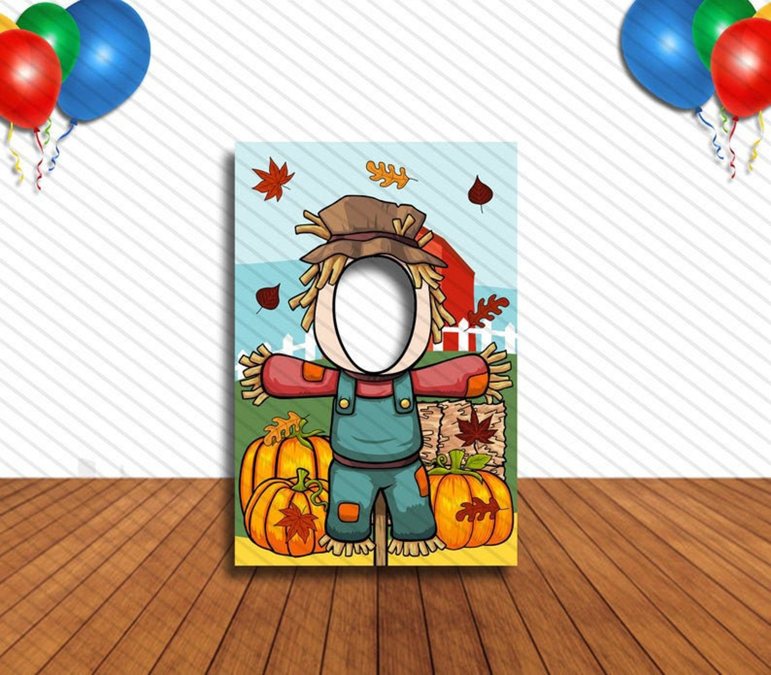 Fall Scarecrow, Hole in Face Cutout Banner, 24x36" Standee, DIY Party ...