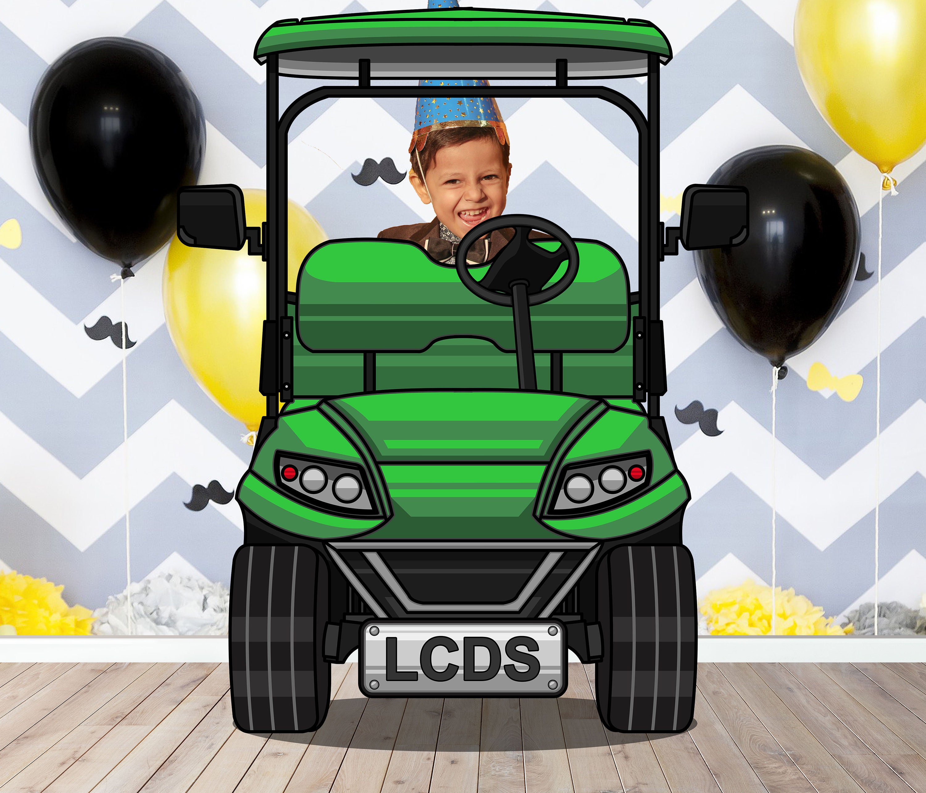 Green Golf Cart Photo Booth Frame: Personalized Birthday DIY Party ...