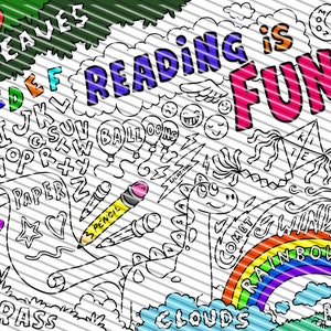 Reading is Fun Coloring Page, Coloring Sheet for Kids, Jumbo Coloring ...