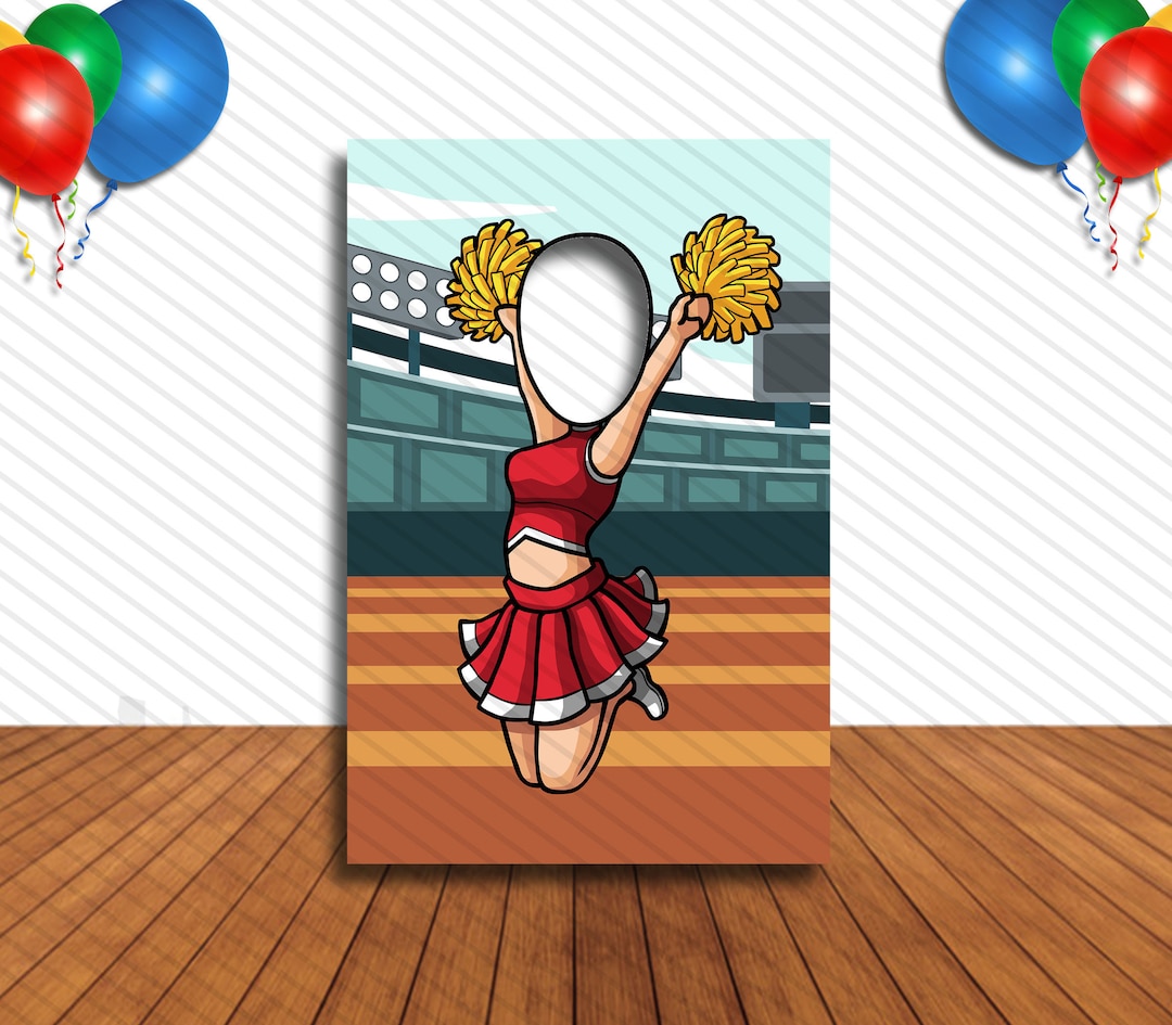 Cheerleading, Hole in Face Cutout Banner, 24x36" Standee, Cheerdance ...