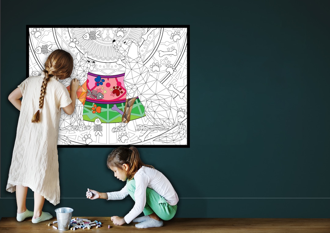 Cat and Dog Abstract Coloring Poster: Jumbo Animals Coloring Sheet - Etsy