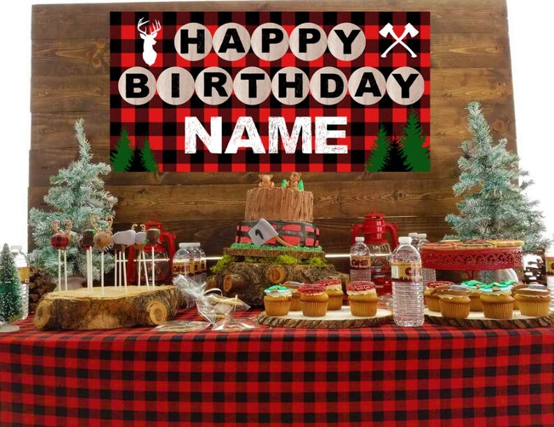 Lumberjack Happy Birthday Banner Lumberjack Vinyl Banner | Etsy
