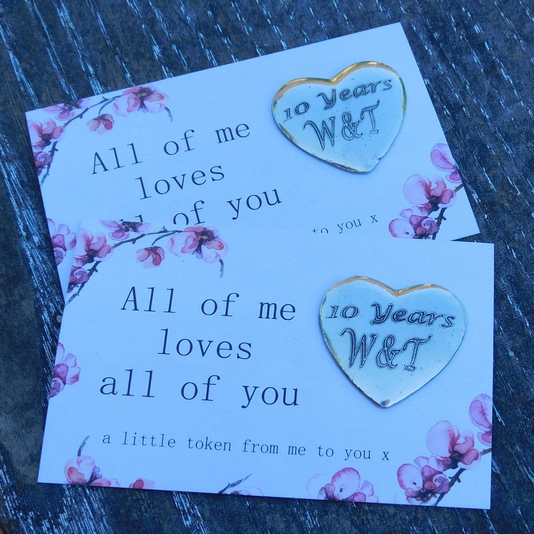 Personalised Heart Pocket Token, With Initials, for 10 Years ...