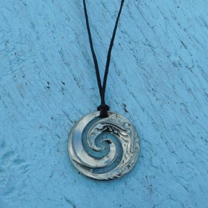 Koru Wave Spiral Pendant, New Zealand Maori Designed Surfer Pendant ...