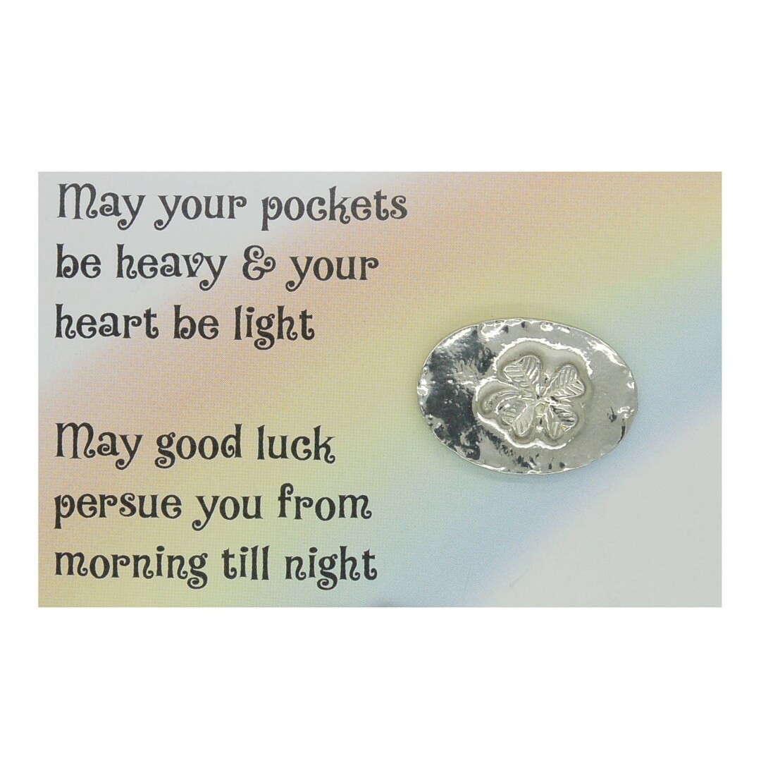 Irish Good Luck Poem Card With Lucky Clover Token, Hand Cast in Fine ...