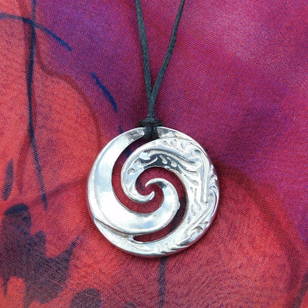 Koru Wave Spiral Pendant, New Zealand Maori Designed Surfer Pendant ...