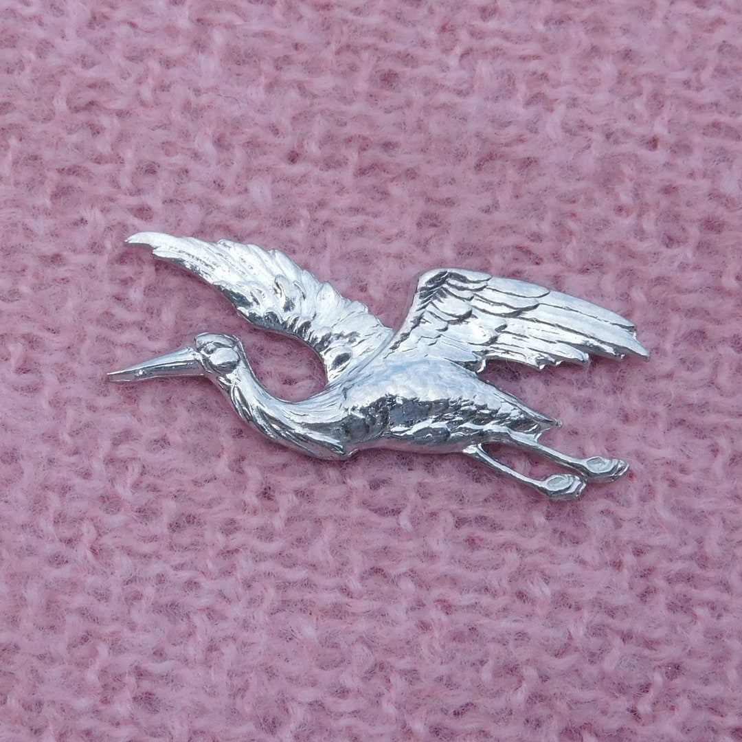 Stork Brooch, Bird Jewellery,handmade Jewelry, Hand Crafted in Fine ...