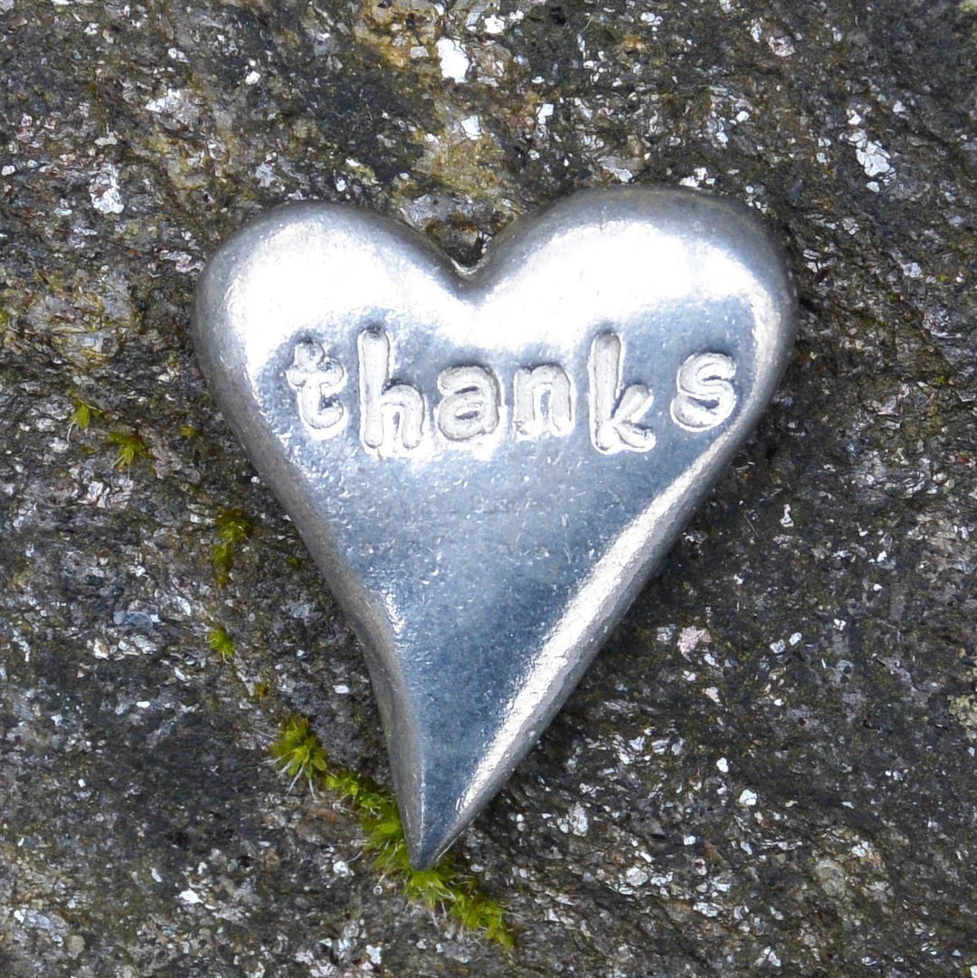 Thank You Pocket Token, Heart Pocket Token, Handmade in Fine Pewter, by ...