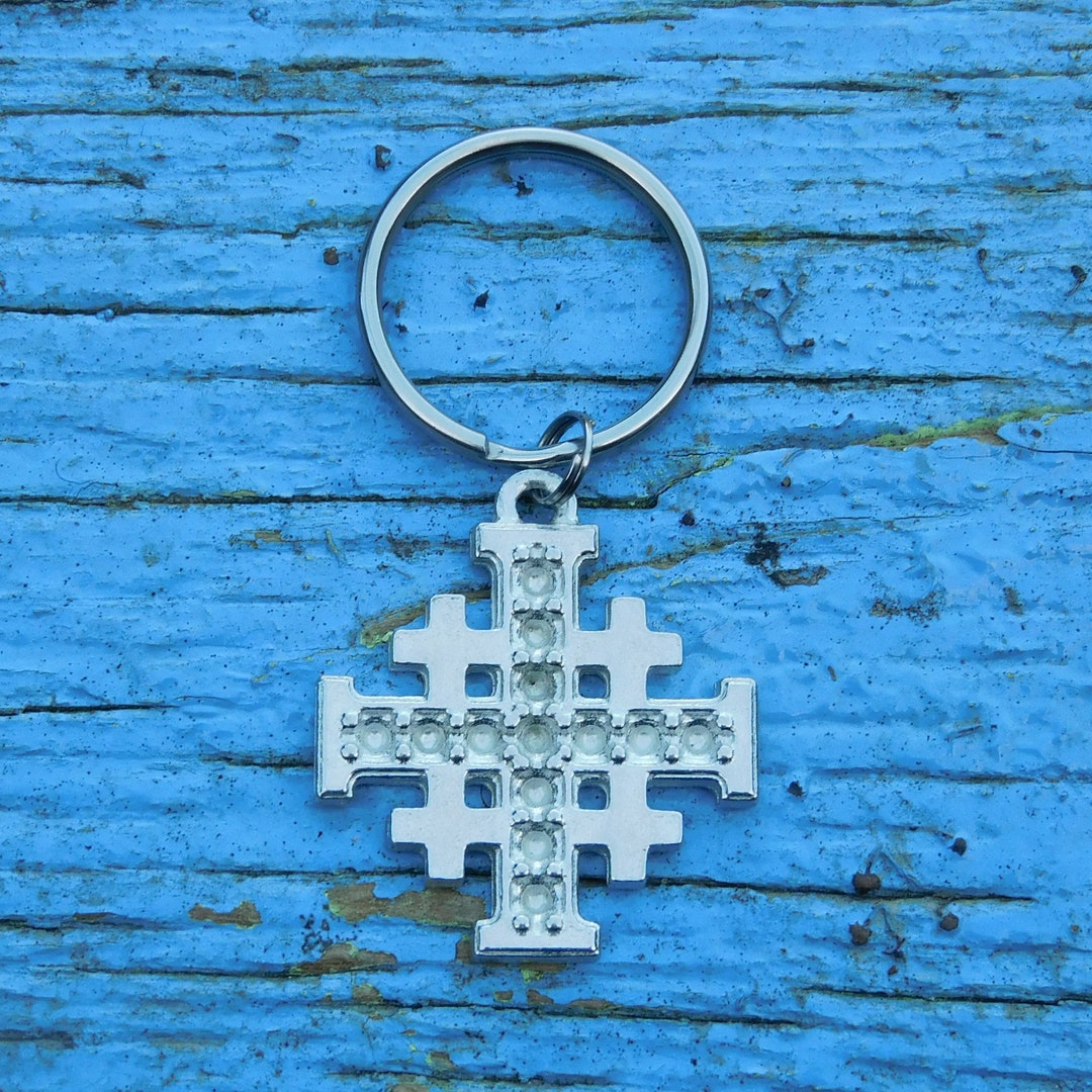 Jerusalem Cross Keyring, Five Fold Cross Keyring, Religious Keyring ...
