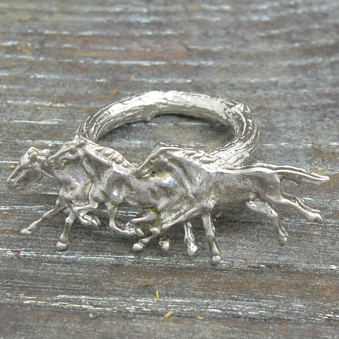Galloping Horses Scarf Ring Horse Scarf Slide Handmade in | Etsy