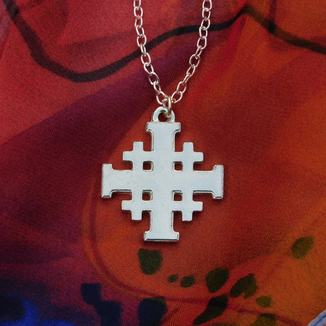 Jerusalem Cross Pendant, Five Fold Cross Pendant, Religious Jewellery ...