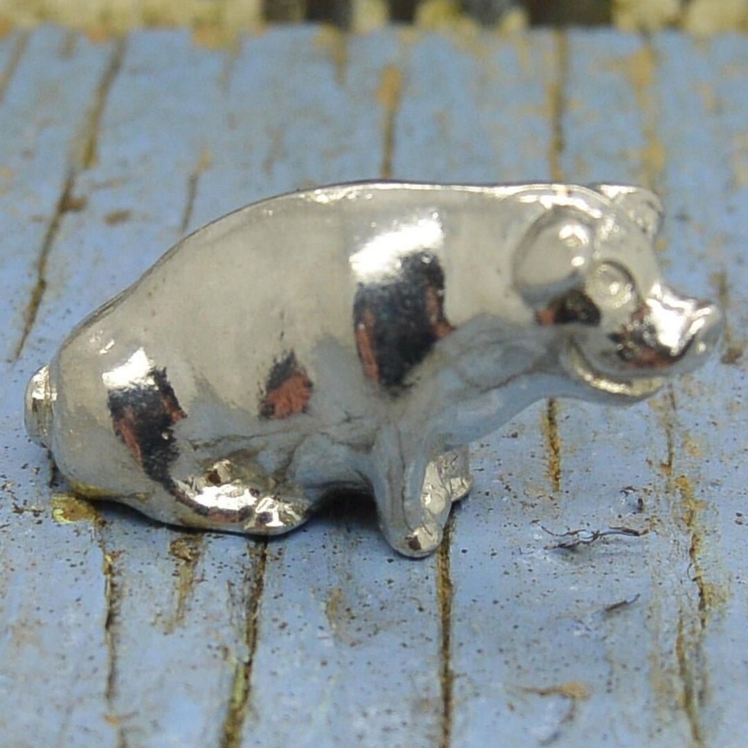 Pig Figurine, Sitting Pig, Collectible Pig, Handmade, in Fine Pewter ...