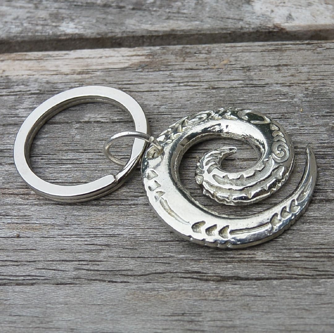 Maori Spiral Keyring, Engraved Spiral Key Fob, Handmade, by William ...