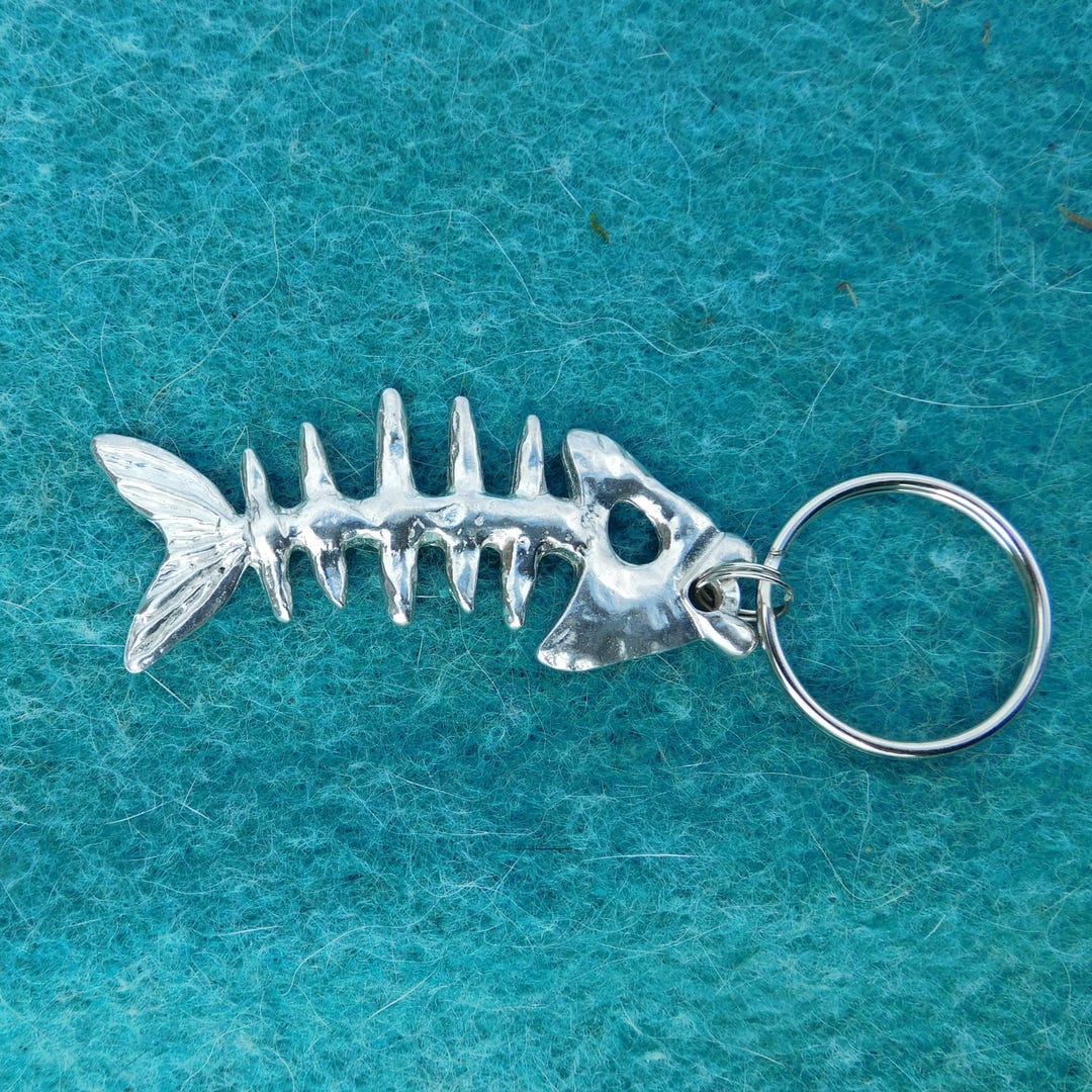 Fish Bone Pewter Keyring, Fish Lovers Gift, Handmade Jewellery ...