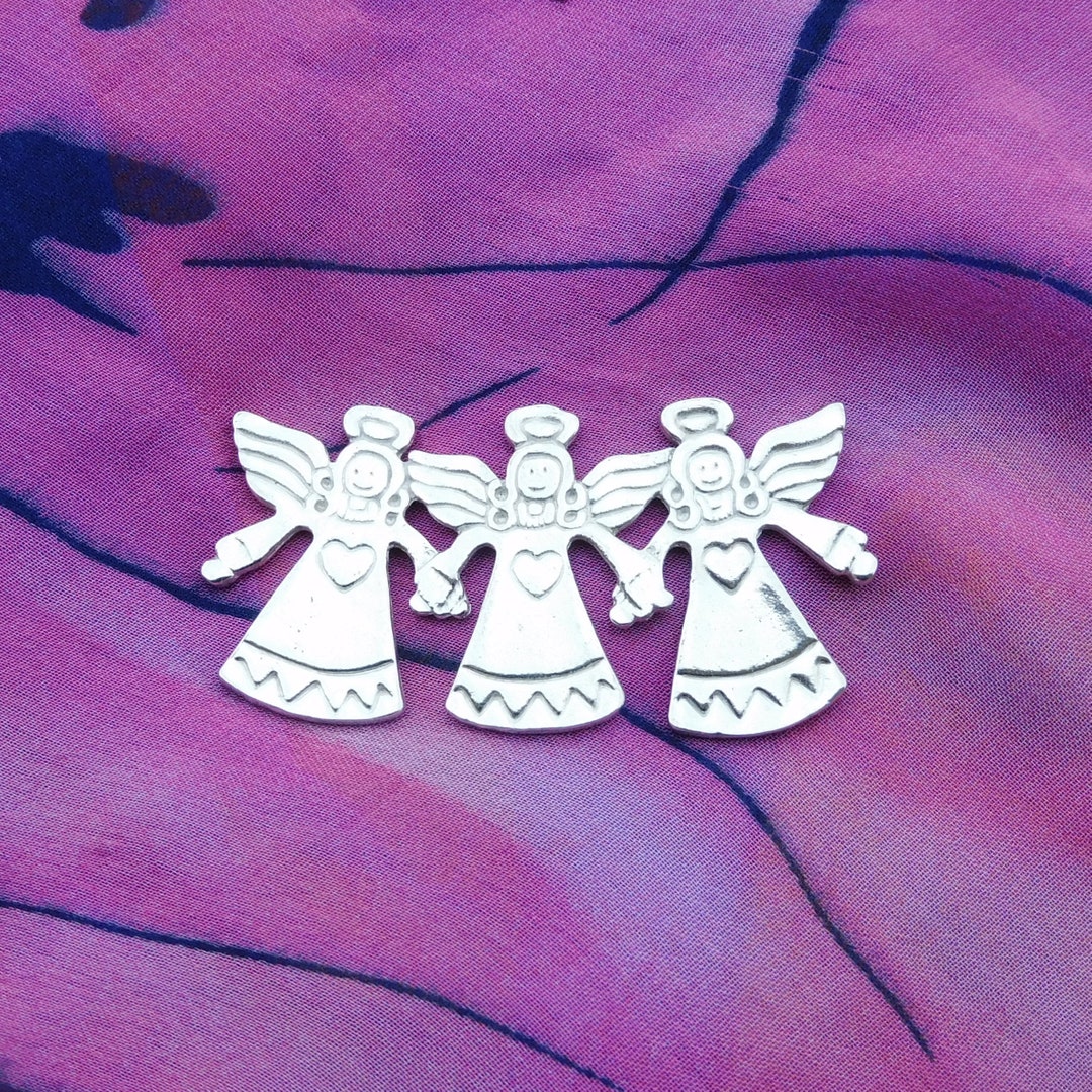 Three Angels Brooch, Symbol of Hope and Protection, Handmade in Fine ...