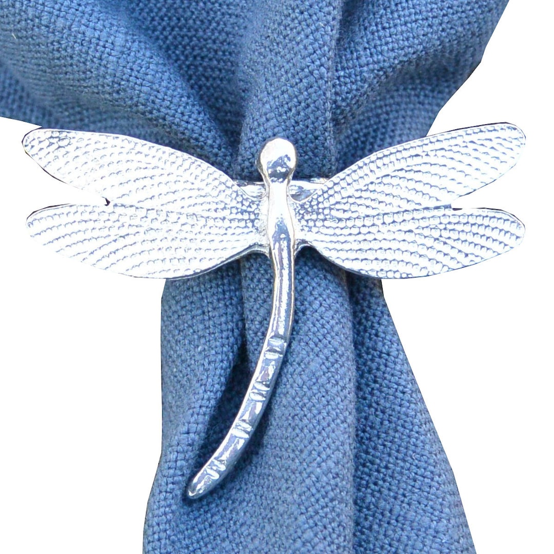 Dragonfly Scarf Ring, Dimpled Dragonfly Gift, Handmade, in Fine Pewter ...