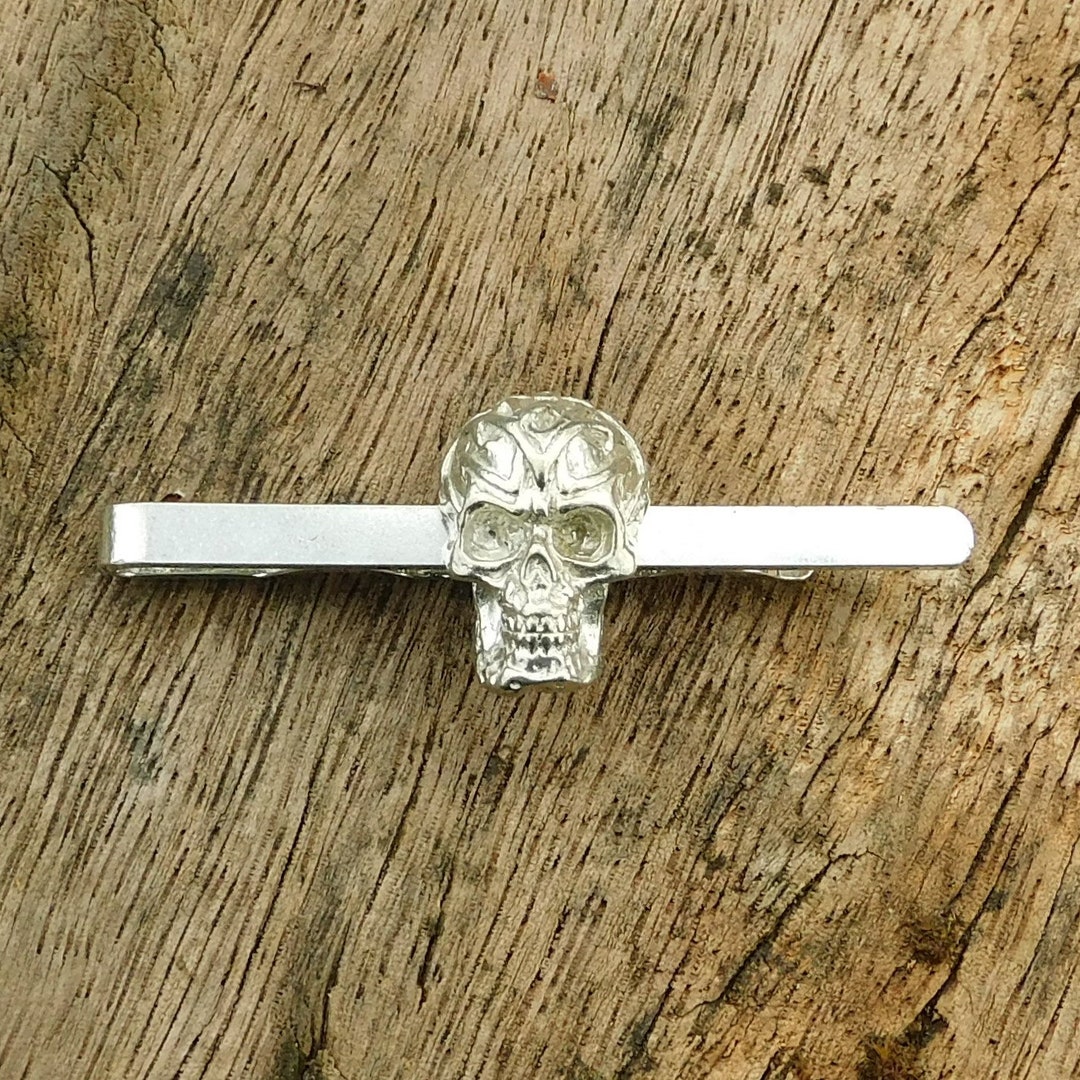 Tattoo Skull Tie Clip, Steampunk Tie Clip, Handcast in Fine Pewter by ...