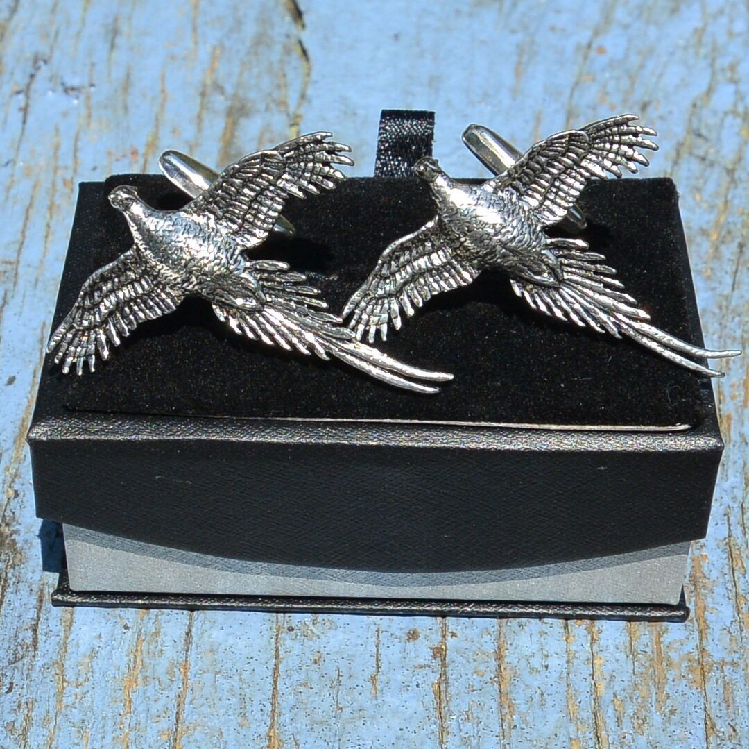 Handcast Pewter High Pheasant Cufflinks, Shooting Cufflinks, Hunting ...