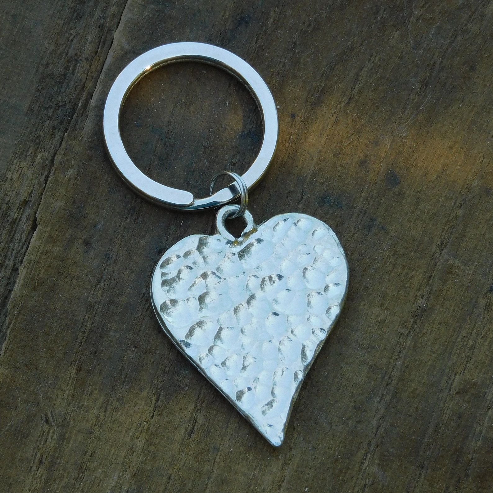 Hammered Pewter Heart Keyring Hand Cast in Finest Pewter by | Etsy