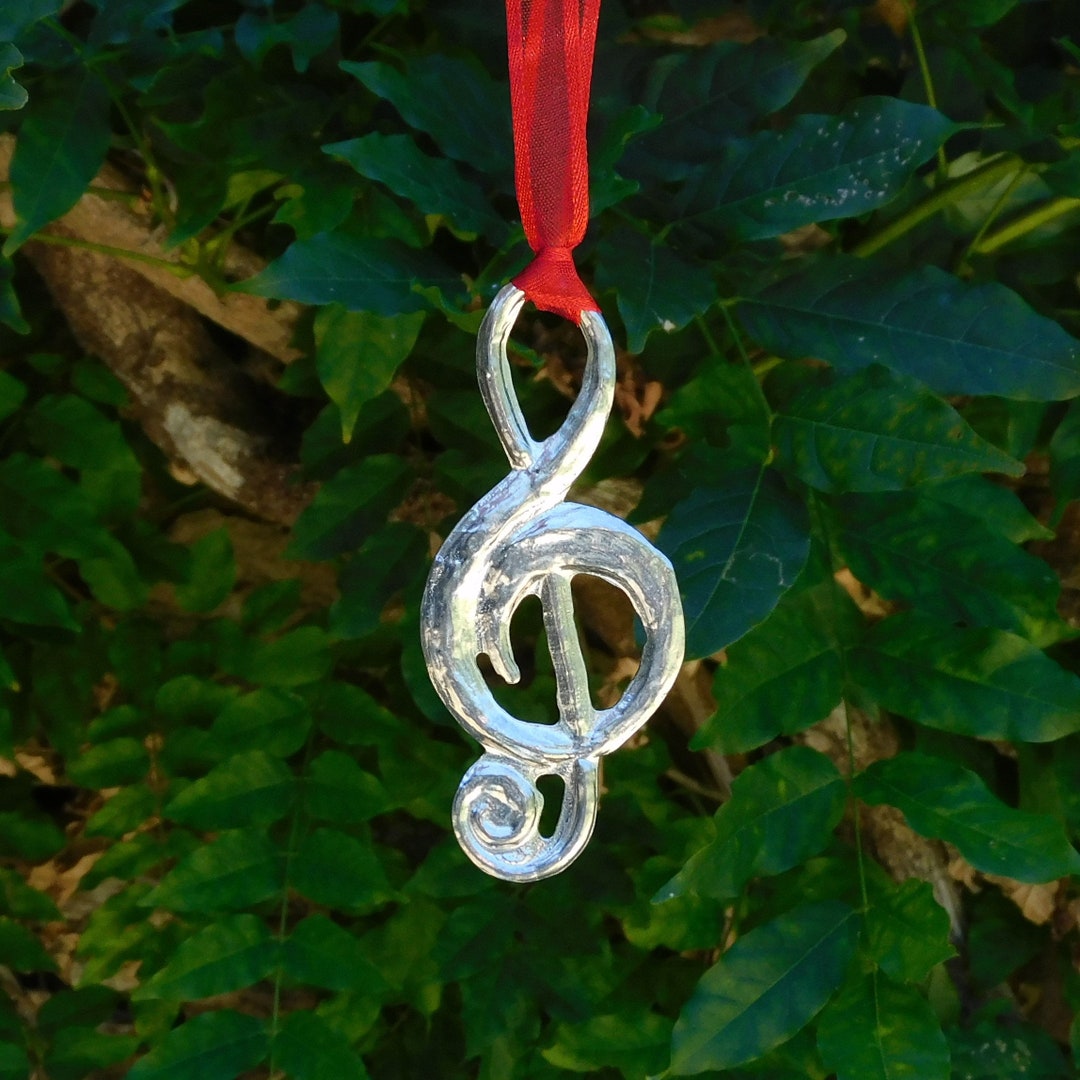 Treble Clef Christmas Decoration, Musical Tree Decoration, Handmade, in ...