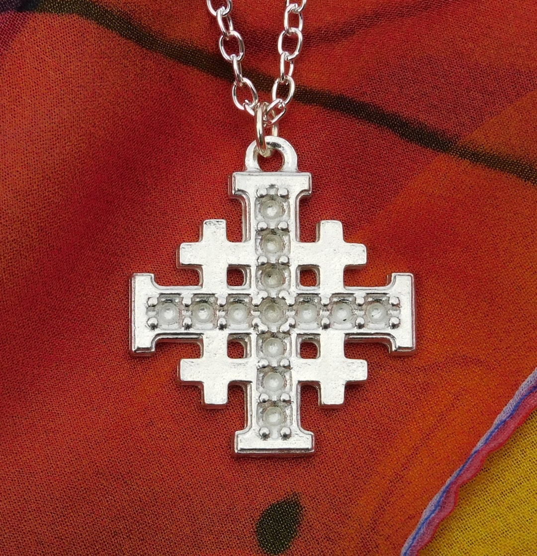 Jerusalem Cross Pendant, Five Fold Cross Pendant, Religious Jewellery ...