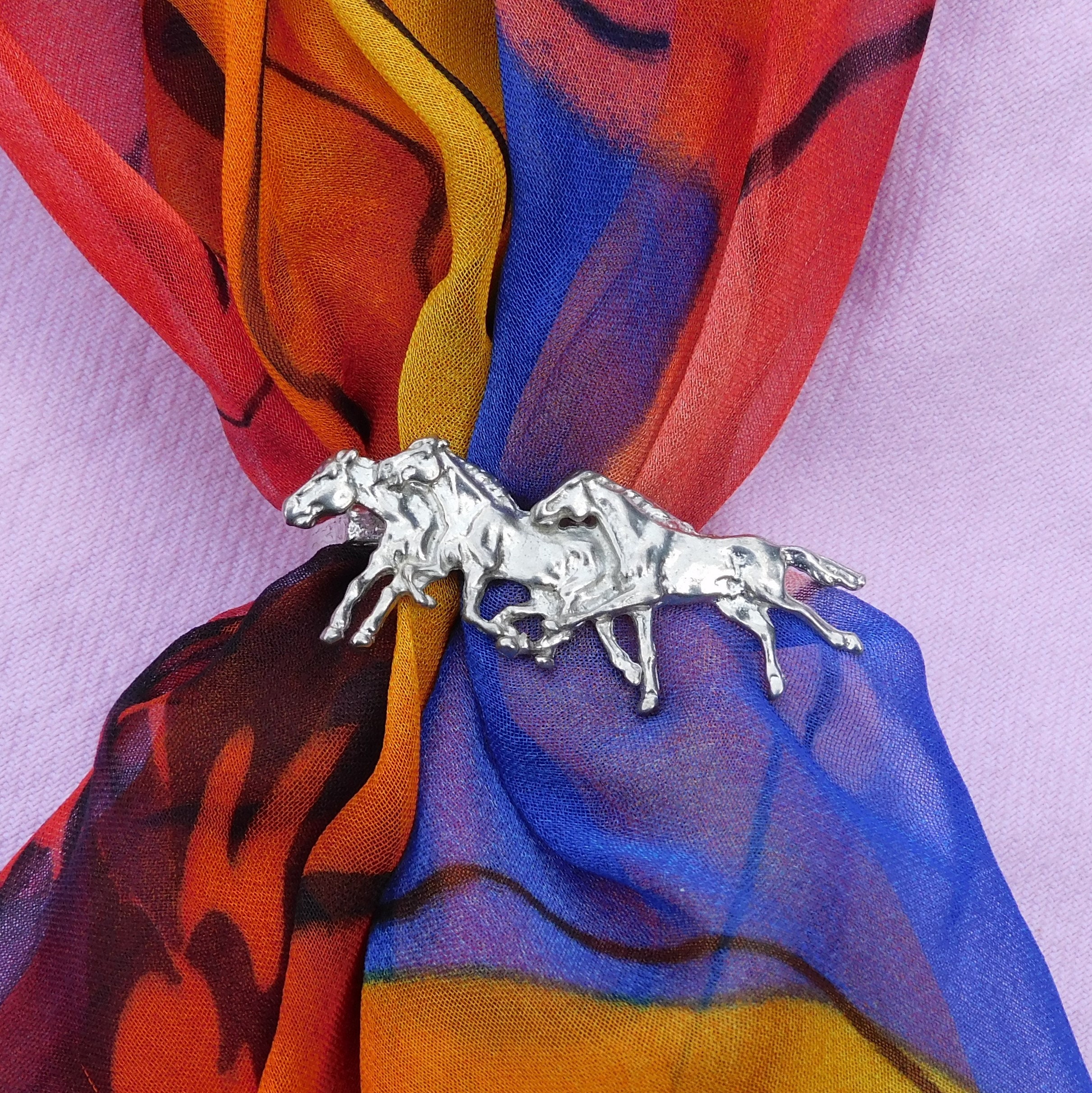 Galloping Horses Scarf Ring Horse Scarf Slide Handmade in | Etsy