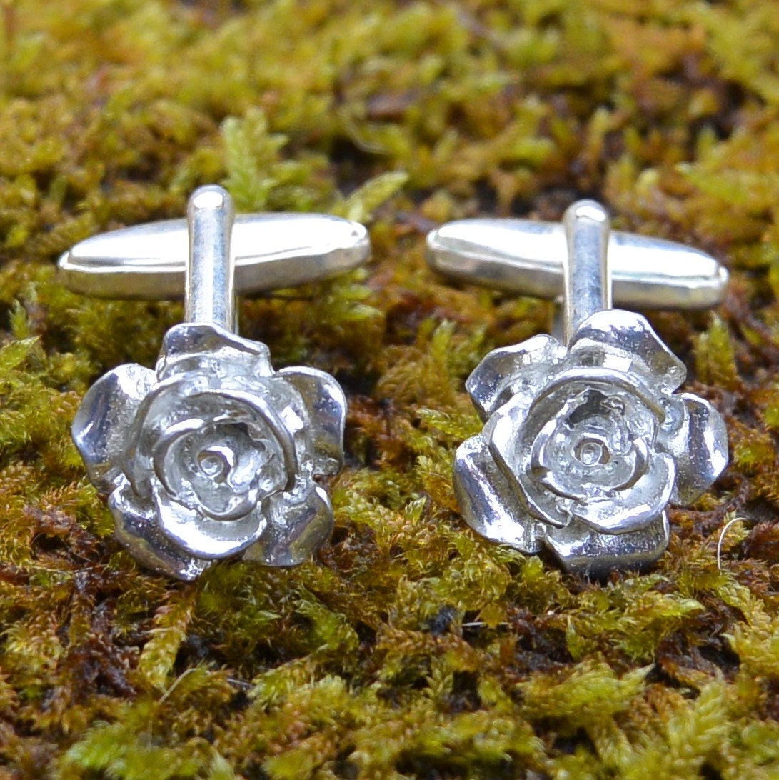 Rose Cufflinks Rose Cuff Links Flower Cufflinks Gardeners | Etsy