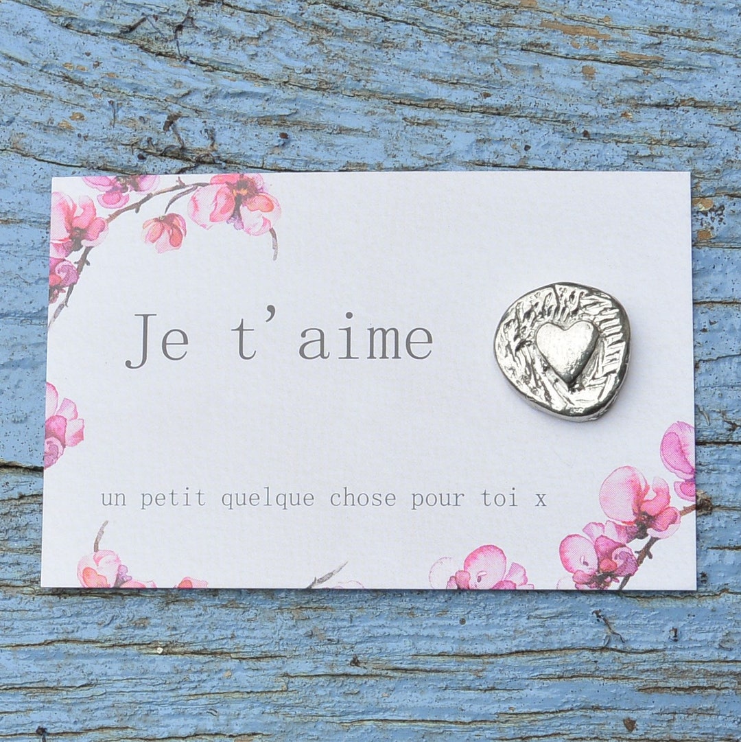 Heart Pocket Token, French Love Token, Je T’aime, Handmade in Fine ...