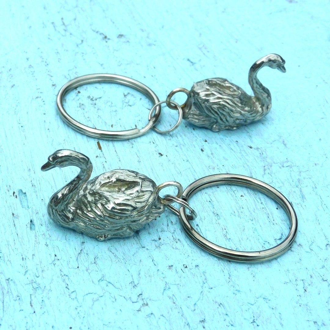 Two Swan Keyrings, Symbols of Lasting Love. Handmade in Fine Pewter by ...