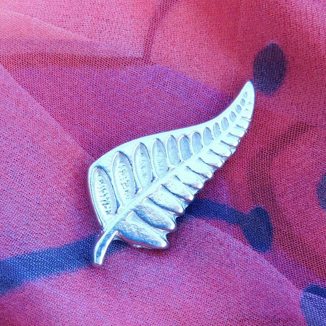 Maori-inspired Silver Fern Brooch - Handcrafted Pewter Jewelry With ...
