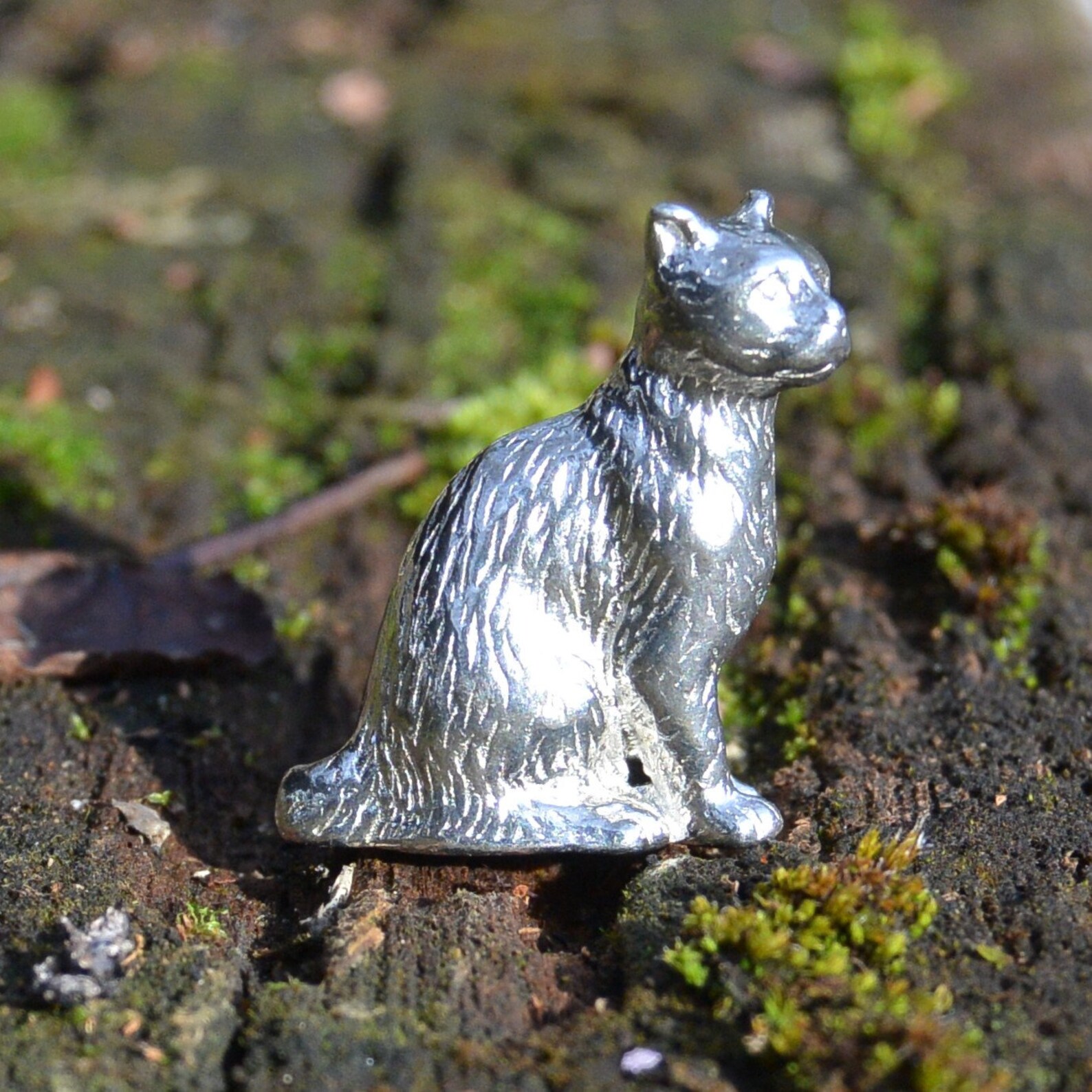 Cat Figurine Miniature Cat Handmade in Fine Pewter by - Etsy