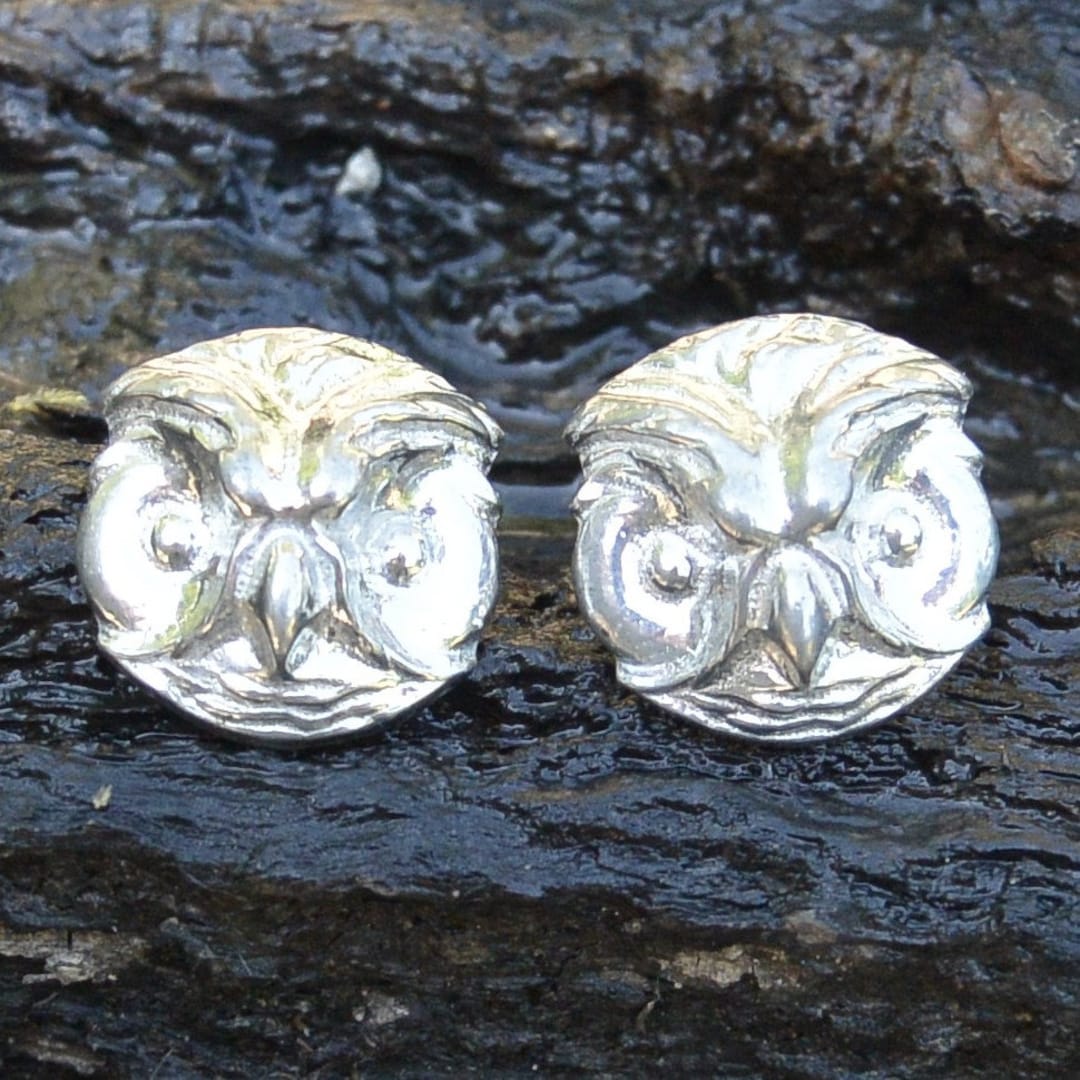 Owl Cufflinks, Owl’s Head Cufflinks, Hand Cast in Fine Pewter by ...