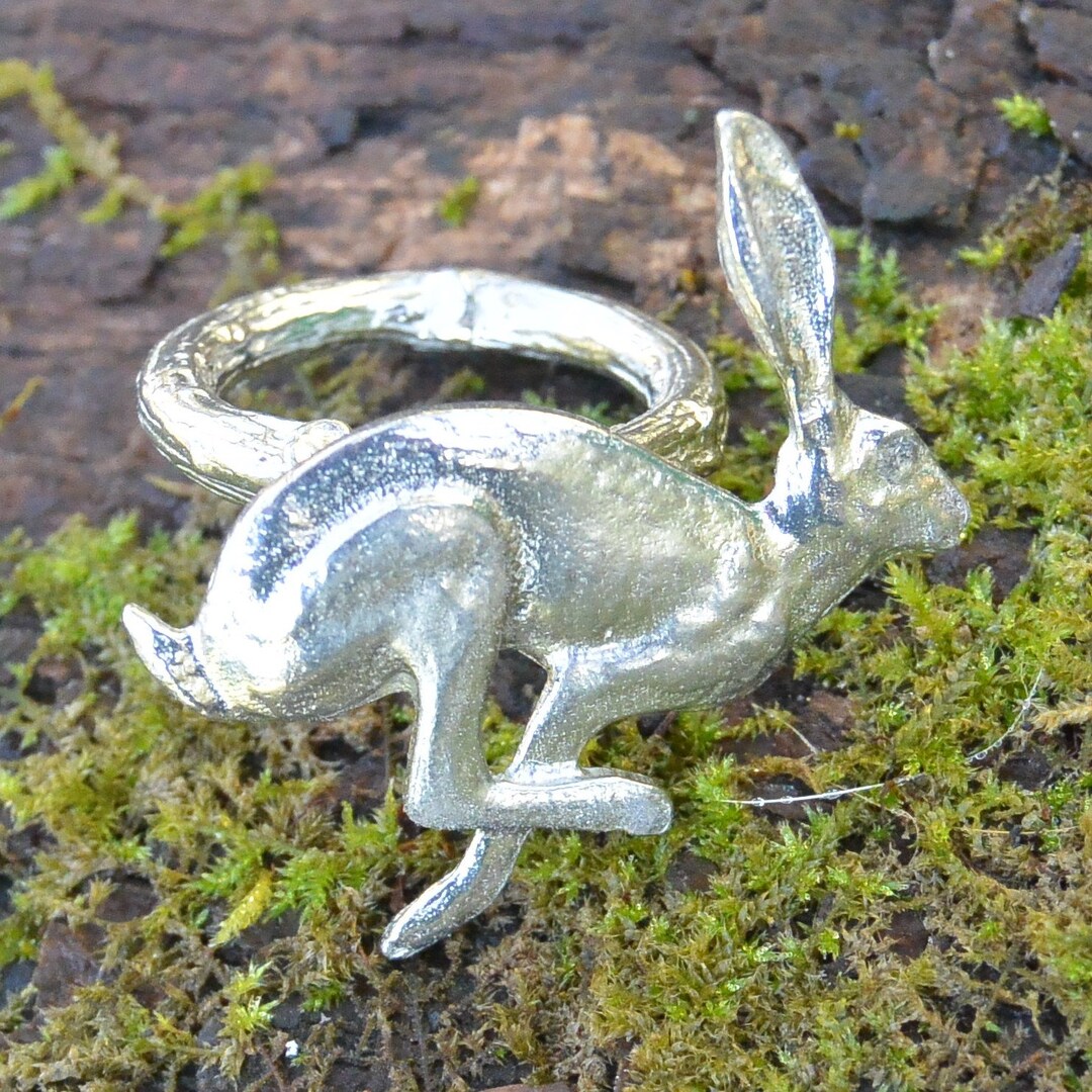 Hare Scarf Ring, Running Hare Gifts, Handcast, Fine Pewter, by William ...