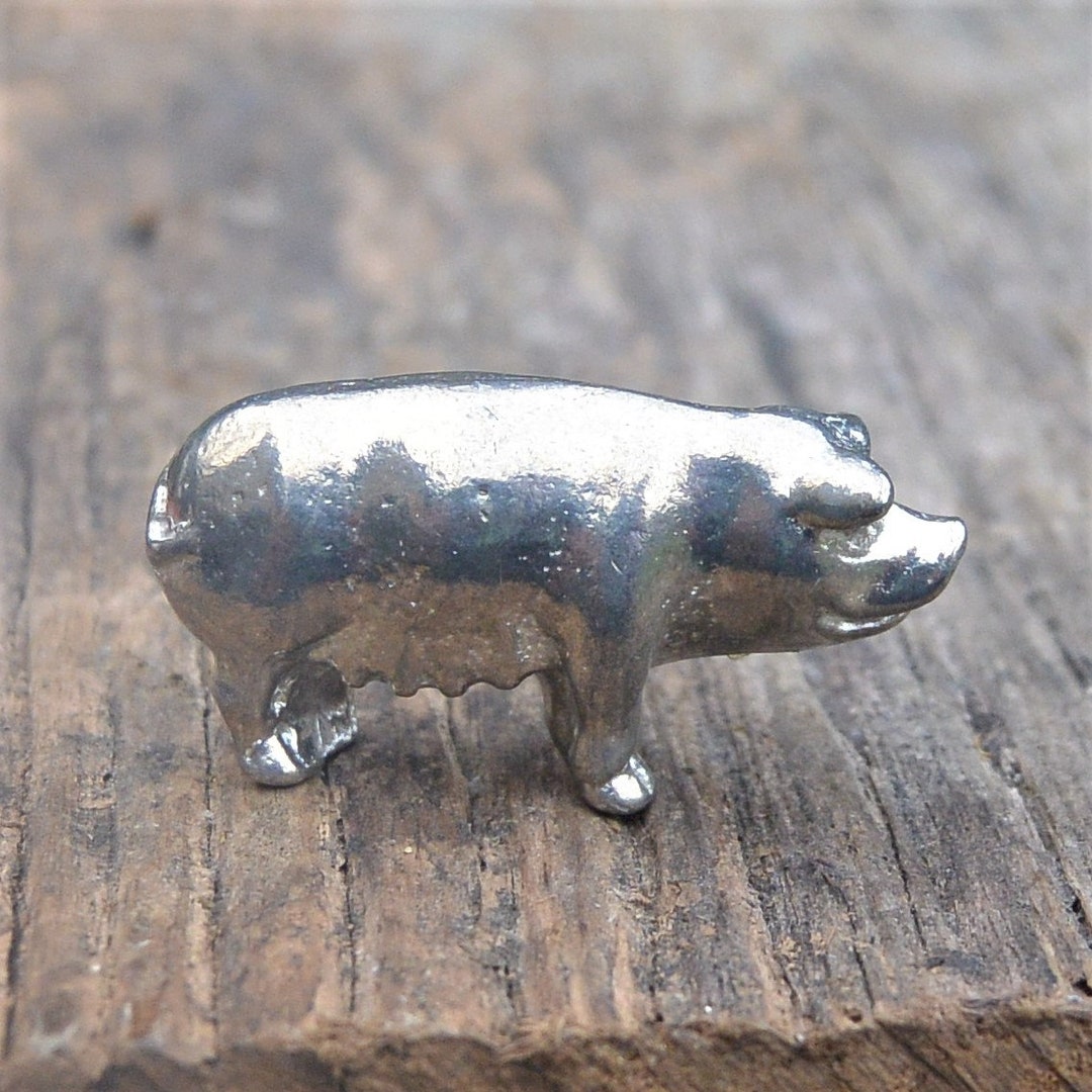 Pig Figurine, Pig Ornament, Pig Totem, Handmade in Fine Pewter, by ...