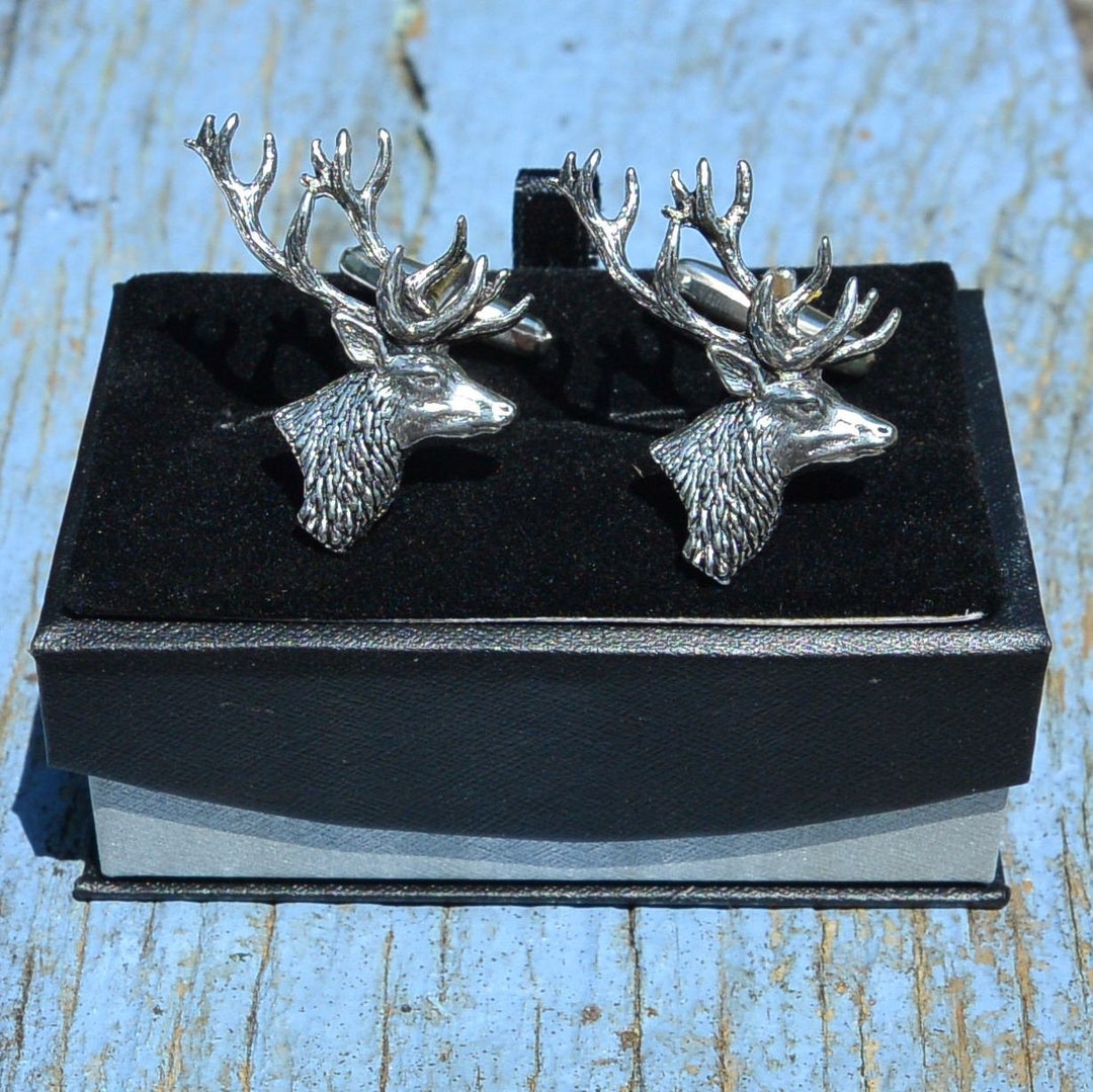 Stag Cufflinks, Pewter Stag Cuff Links Handcast in Pewter - Etsy