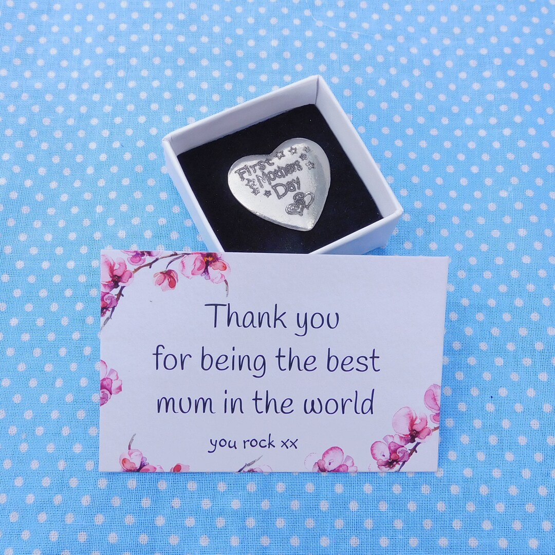 First Mothers Day Pocket Token, Heart Token for Mum, Pewter Heart Love ...