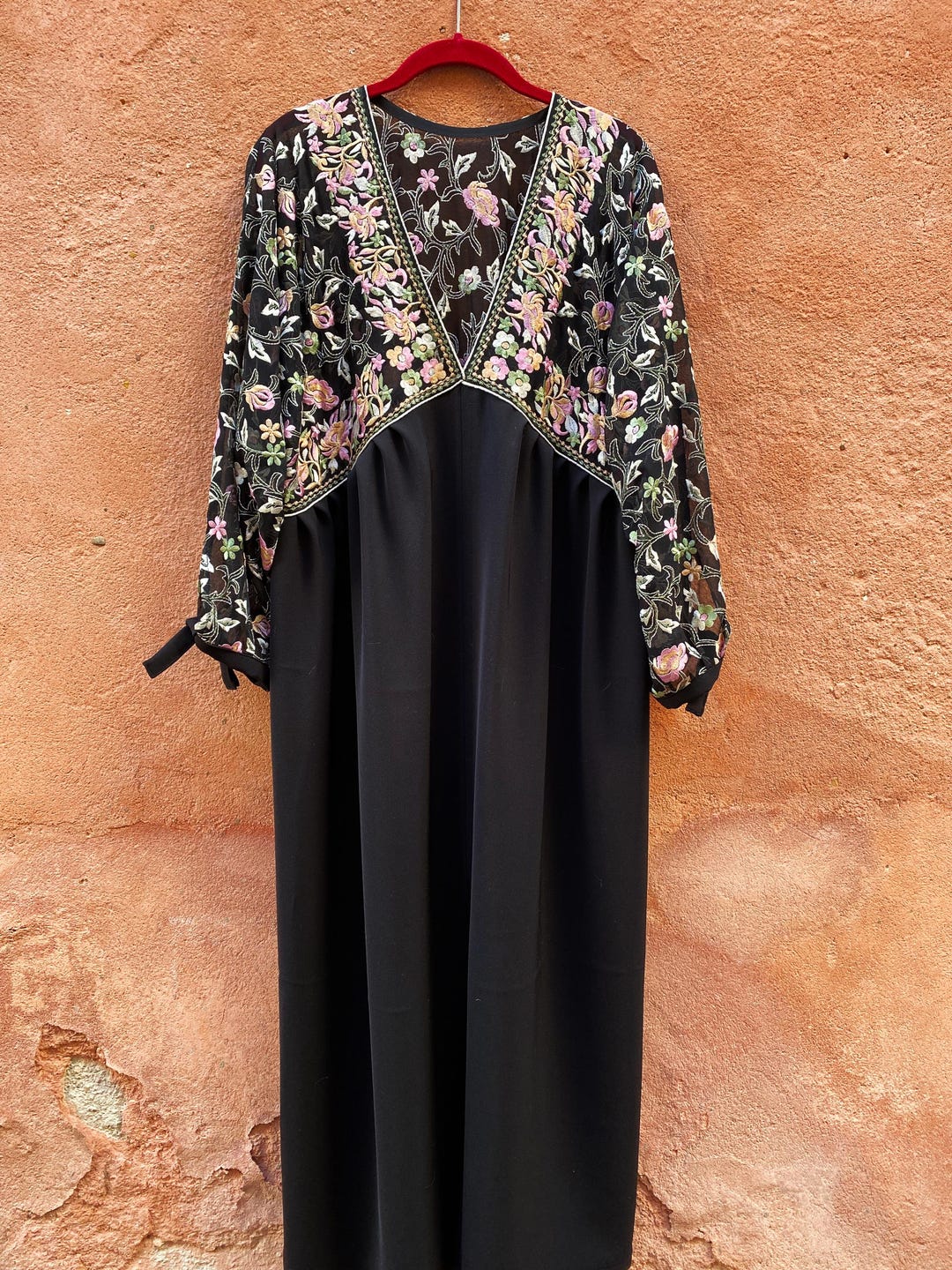 Odalisques Collection Very Feminine Long Dress in Embroidered Georgette ...