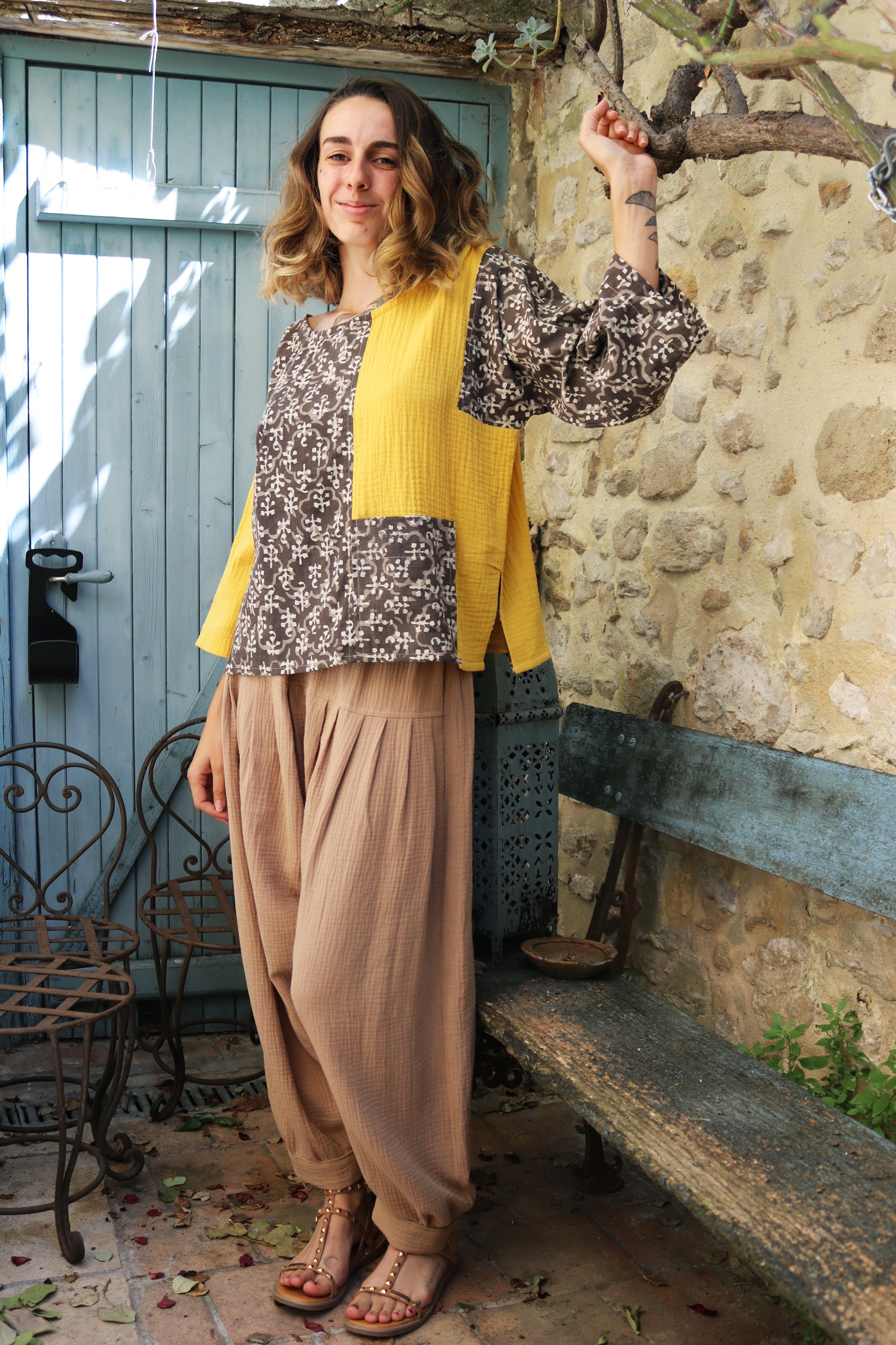 Tunique courte asymétrique boho-chic double gaze coton | Etsy