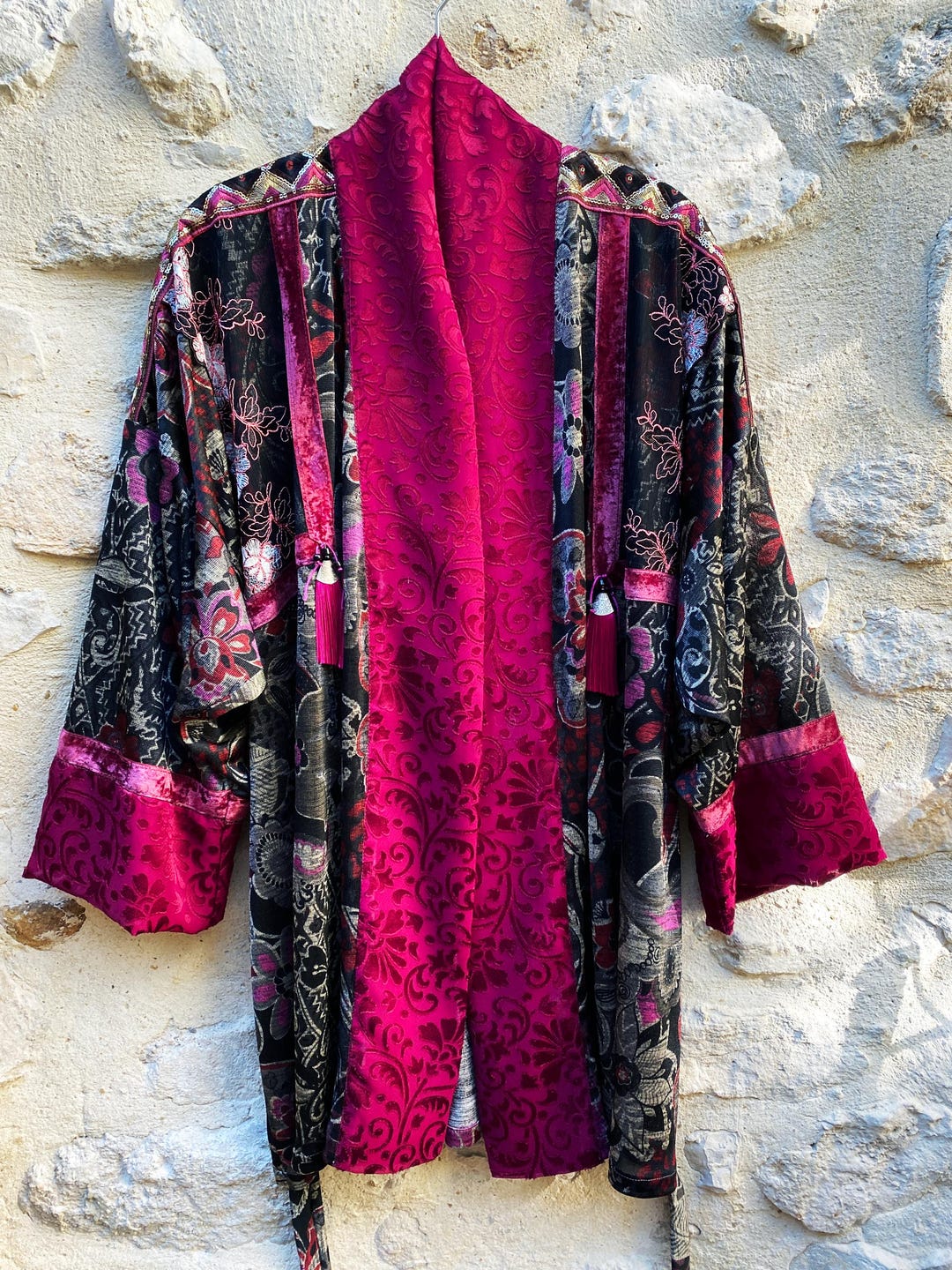 Odalisques Collection Kimono Jersey and Satin Devoré Appliques and ...