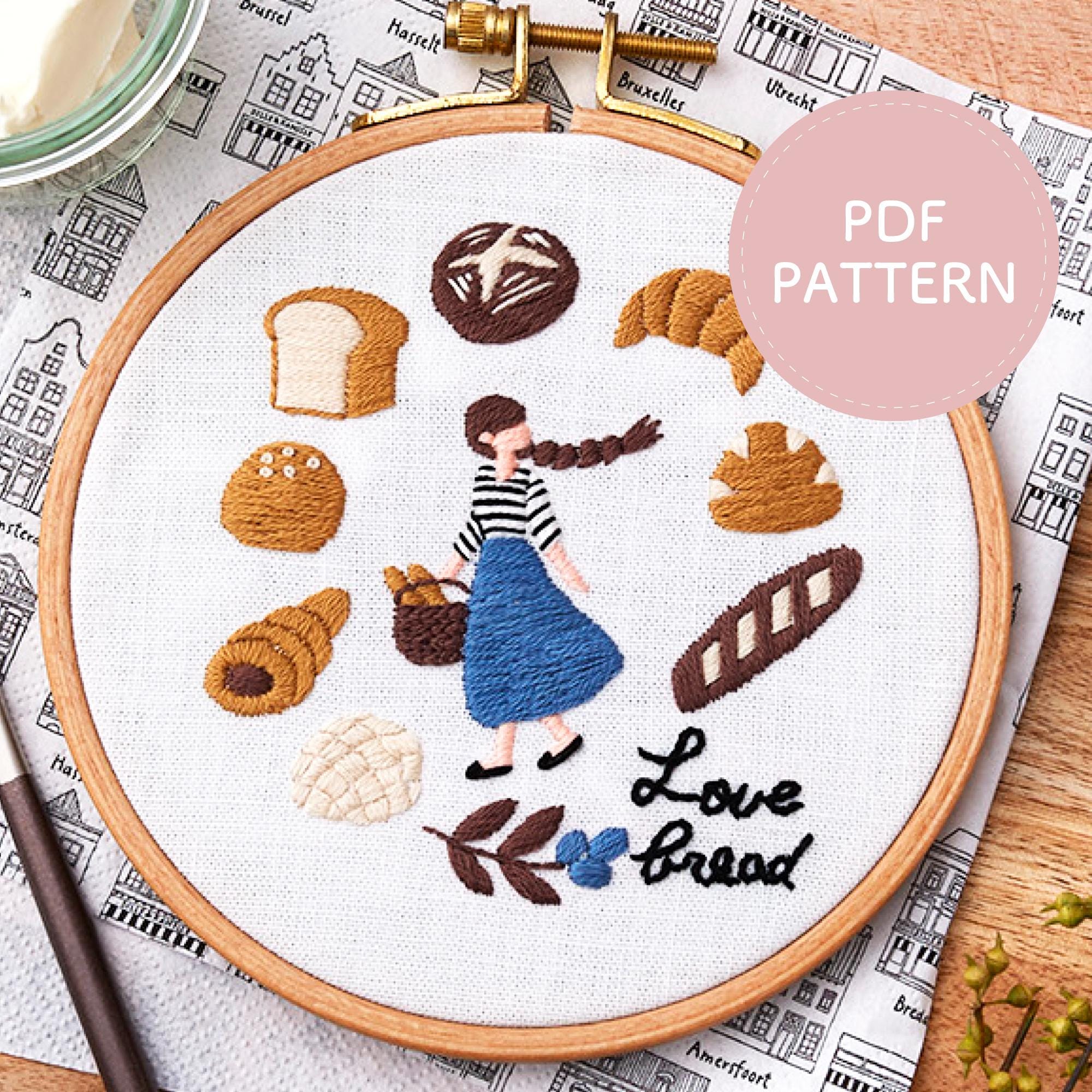 Paris Bread and Rolls | Embroidery Pattern Pdf | Embroidery Guide | - Etsy