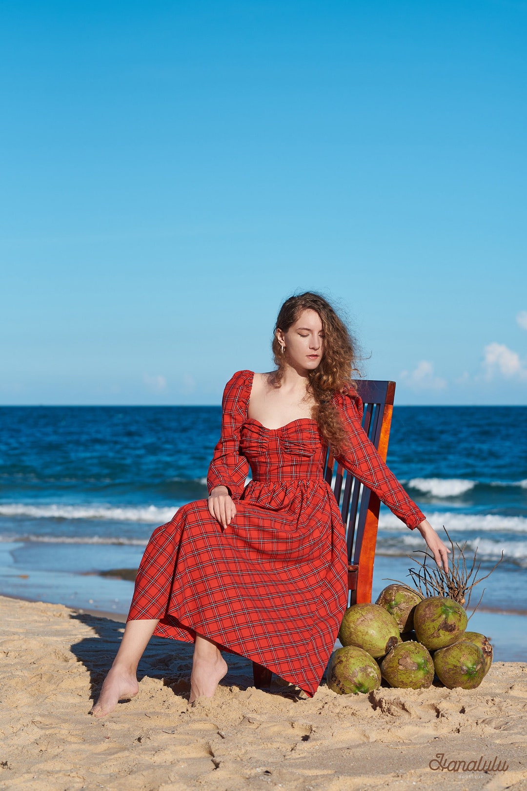 Organic Cotton Dress-cotton Pattern Dress With Simple Classic Fit and ...