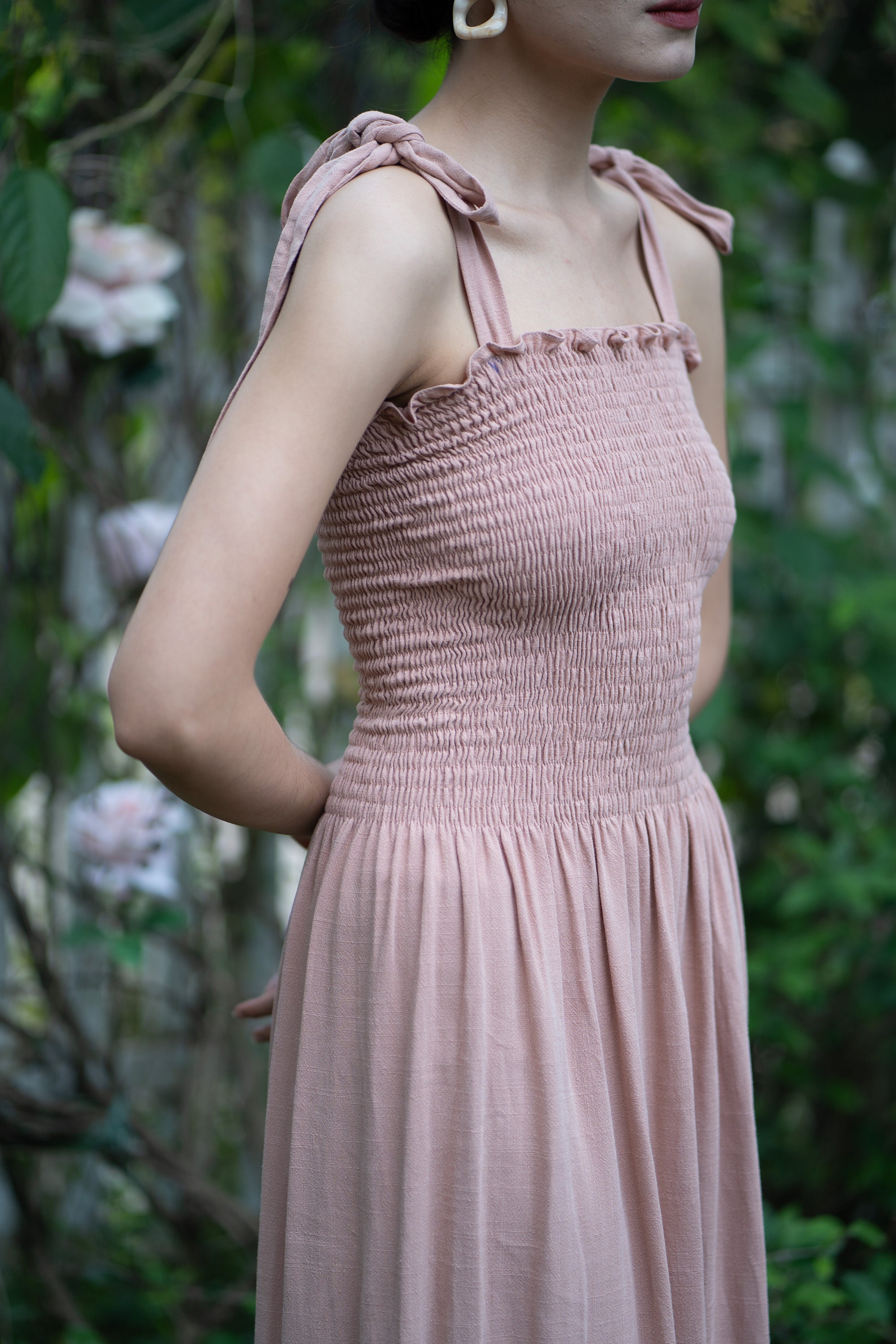 Linen Smocked Maxi Dress-linen Long Dress-linen Summer Maxi | Etsy