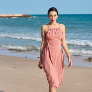 Linen Backless Dress-bareback With Ruffle Backline-linen Beach Dress ...