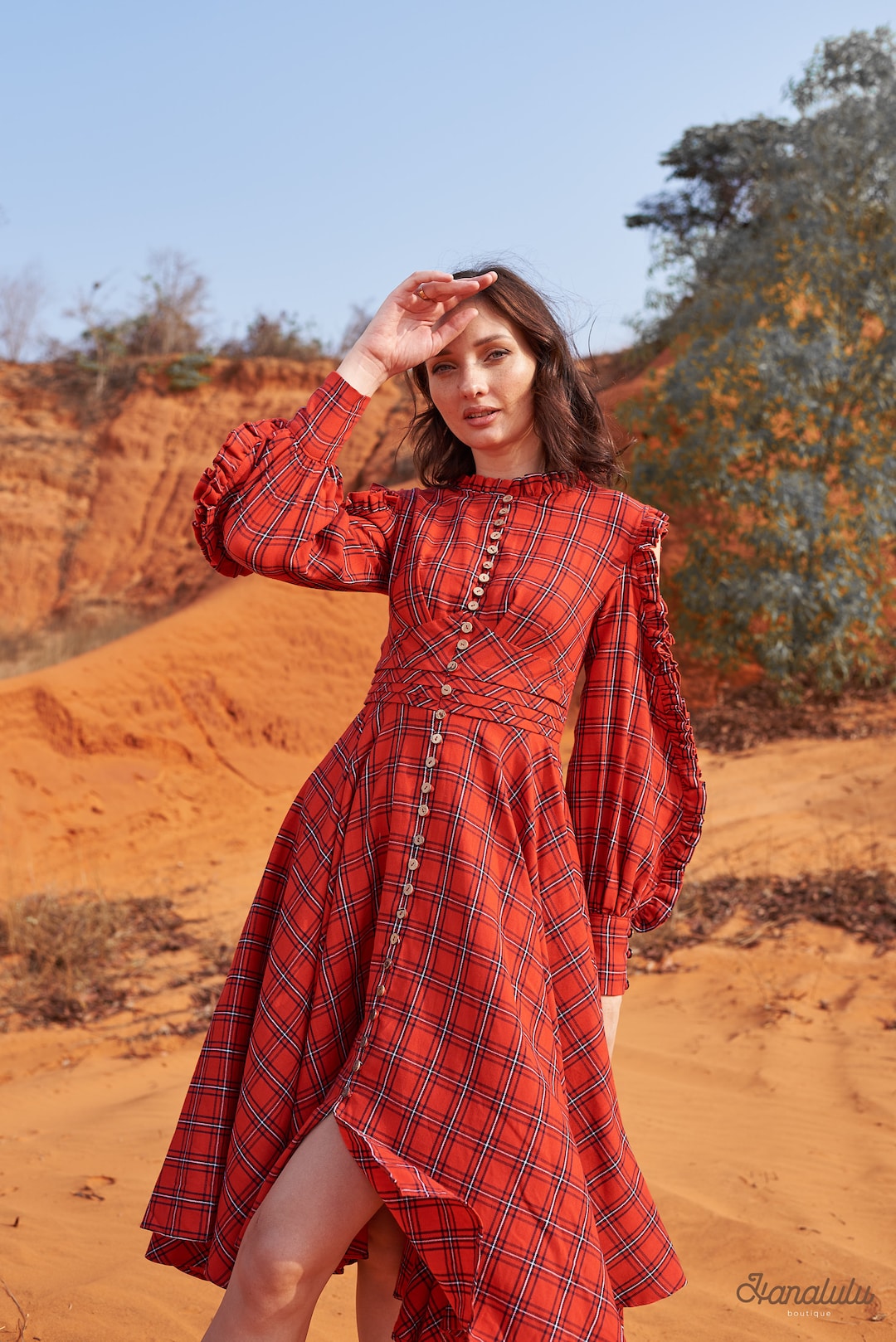 Cotton Sundress With Ruffles-cotton Women Dress-cotton Long Sleeves ...