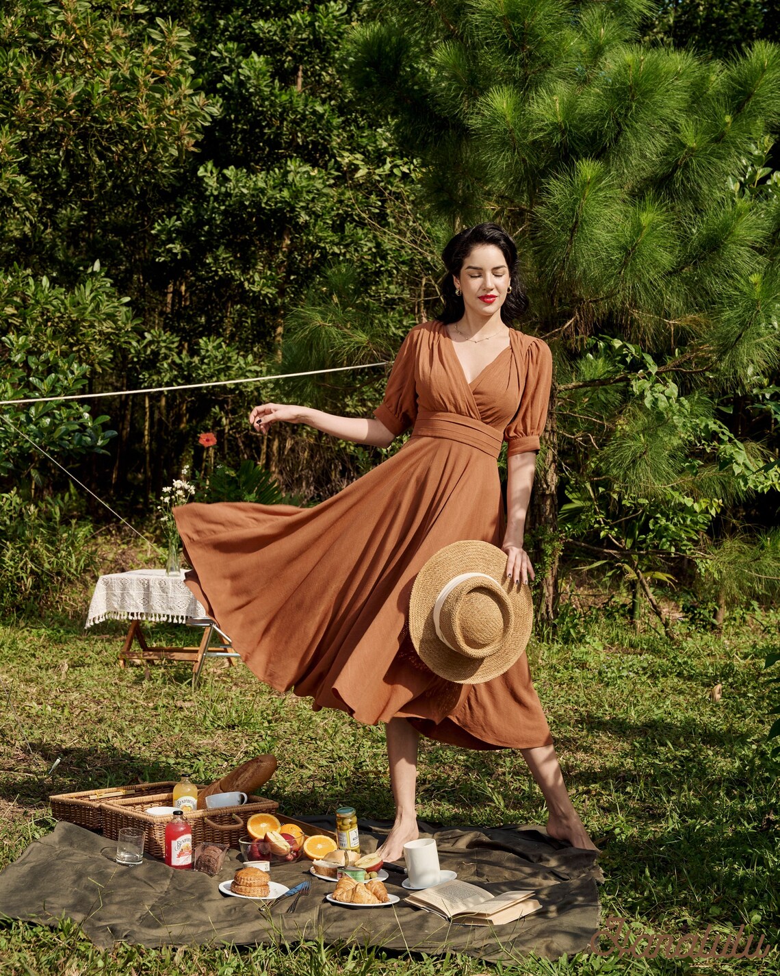 Linen Sundress-linen Classic Bust Detailed Dress-linen Vintage - Etsy